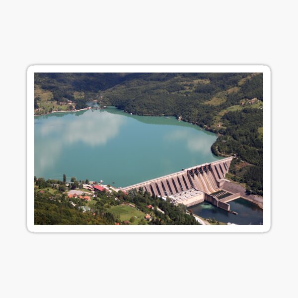 "hydroelectric power plant on river landscape" Sticker by goceris ...