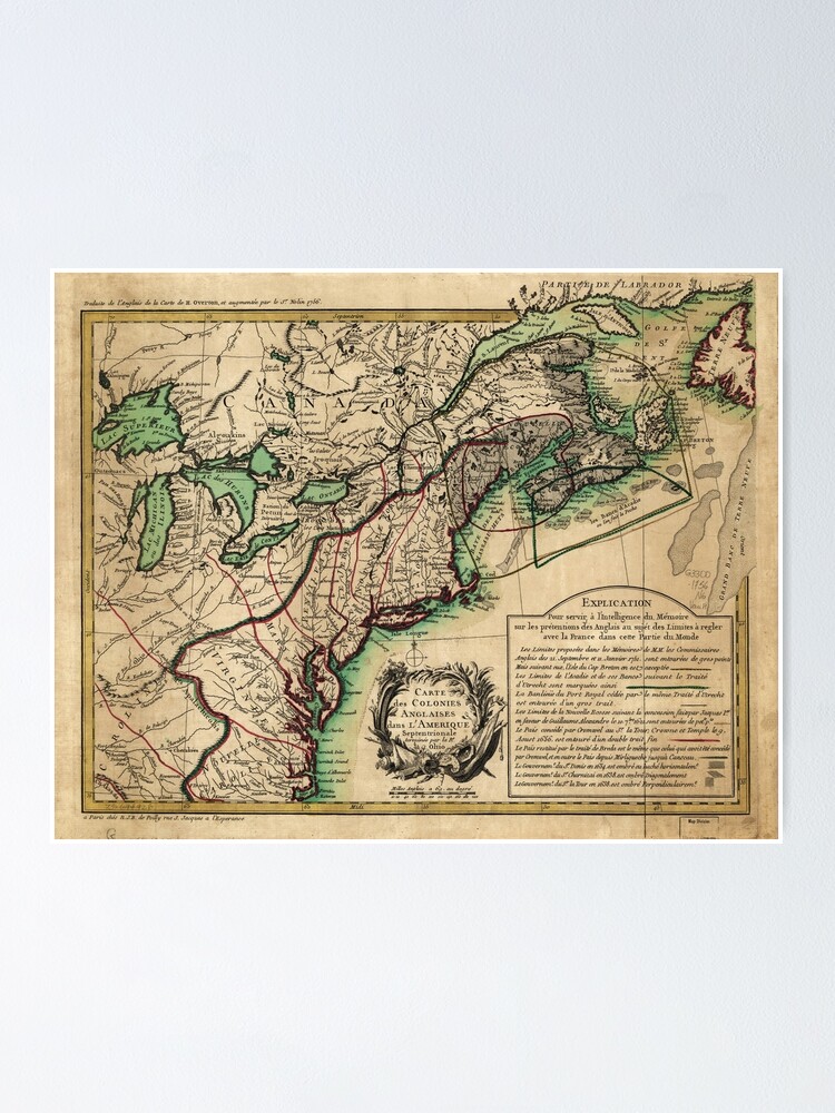 "Map of the East Coast of America (1756)" Poster by allhistory | Redbubble