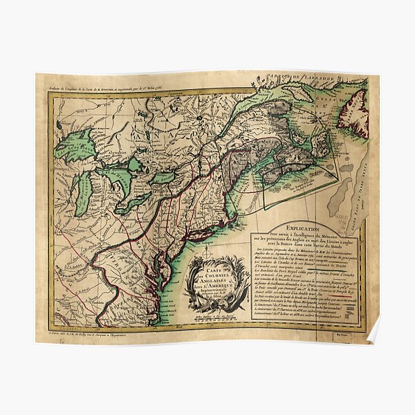 "Map of the East Coast of America (1756)" Poster by allhistory | Redbubble