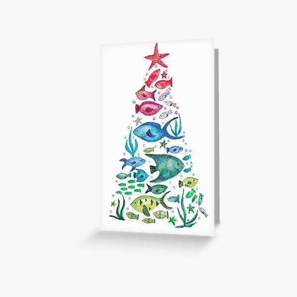 "Ocean Life Christmas Tree" Greeting Card for Sale by RuthMCreative ...
