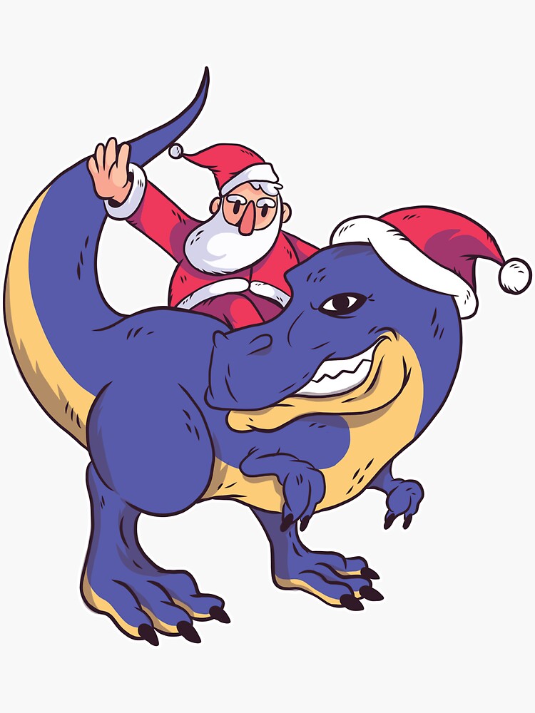 "Santa Riding a Purple T-Rex" Sticker by rjzinger | Redbubble