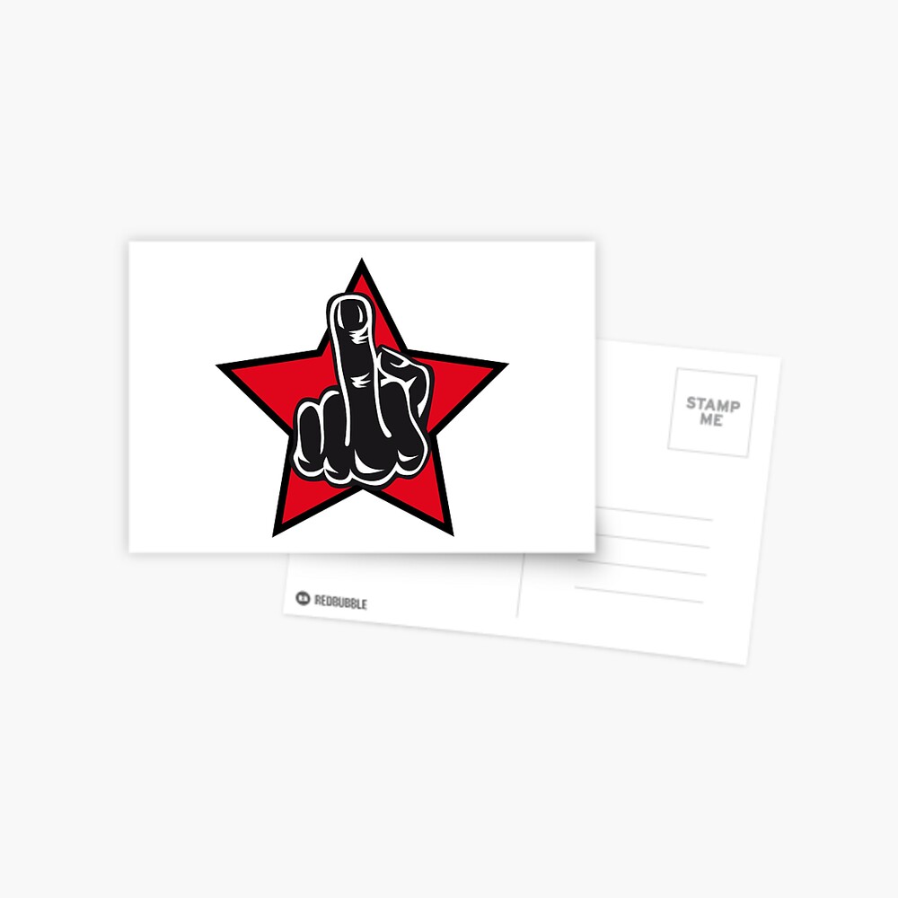 "Middle finger in star Stinky finger symbol Finger mark" Postcard for ...