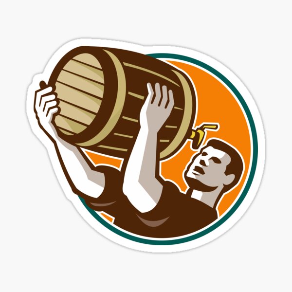 "BEER - Chug It From A Wooden Keg" Sticker by DarwinAdams | Redbubble