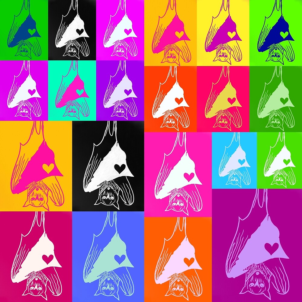 "Rainbow Bat Collage with bright colours" by cathyartist | Redbubble