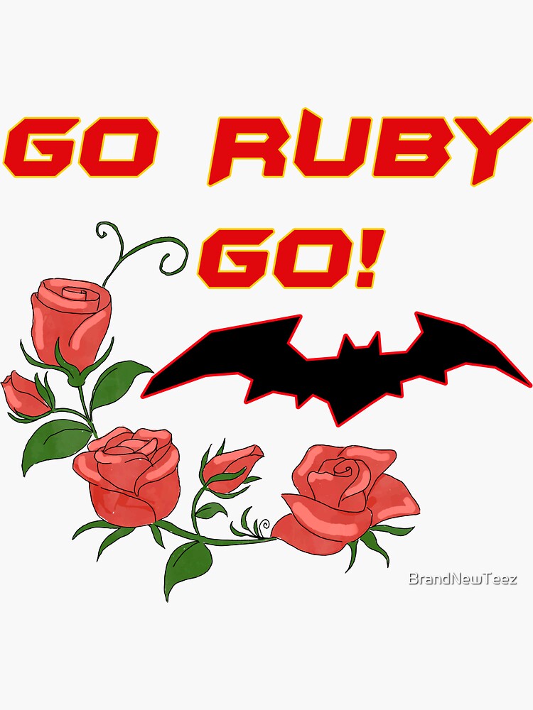 "GO RUBY GO! – FAMOUS WOMAN SUPERHERO T-SHIRT " Sticker by BrandNewTeez ...