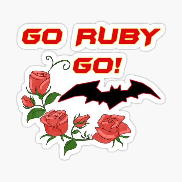 "GO RUBY GO! – FAMOUS WOMAN SUPERHERO T-SHIRT " Sticker by BrandNewTeez ...