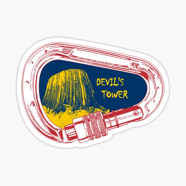 "Devil's Tower Climbing Carabiner" Sticker for Sale by esskay | Redbubble