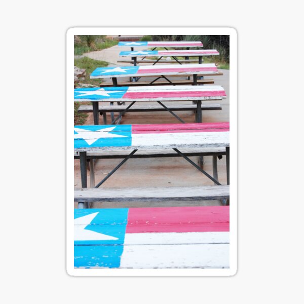 "Texas Benches" Sticker for Sale by Bobatts | Redbubble
