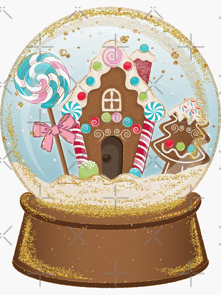 "Gingerbread house snow globe!" Sticker for Sale by tugbacetintas ...