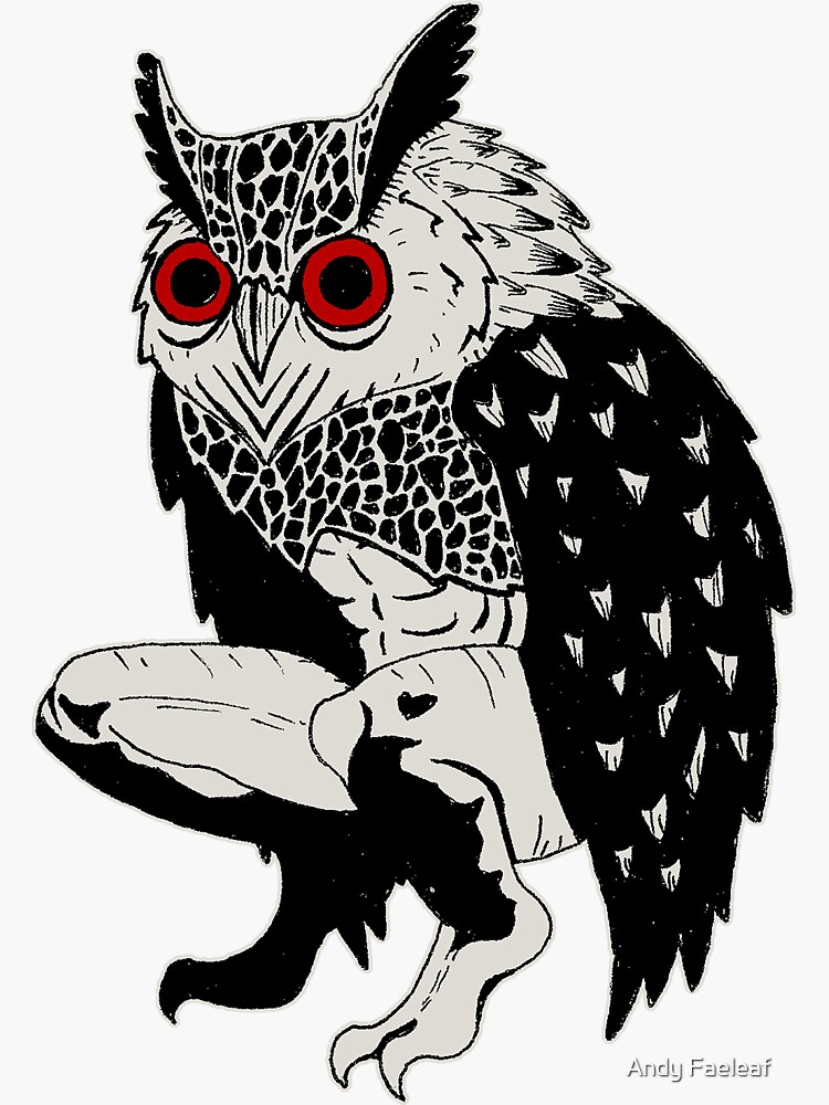 "Cryptid Series- Owlman" Sticker for Sale by Arcana-Attire | Redbubble