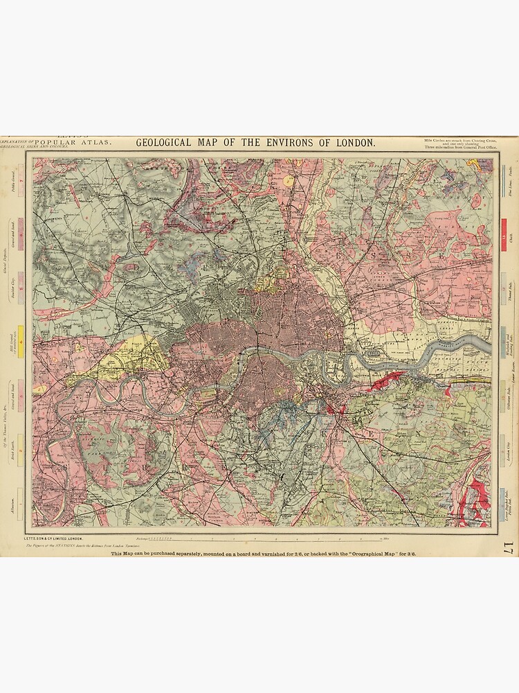 Vintage Geological Map of London (1883) Premium Matte Vertical Poster ...