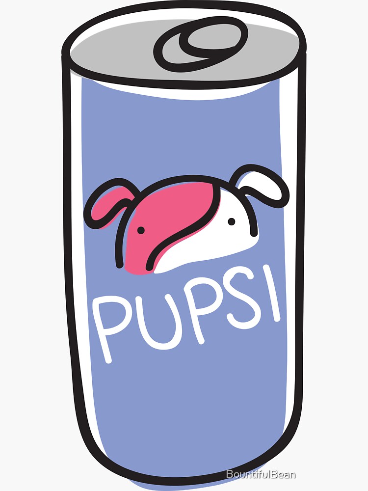 "Soda Pups: Pupsi" Sticker for Sale by BountifulBean | Redbubble