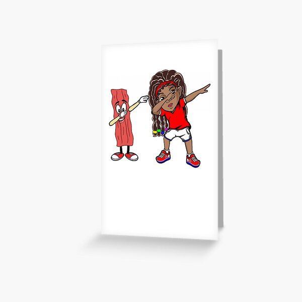 "Dabbing Girl Kid Princess Afro USA Flag Black Dab Bacon" Greeting Card ...