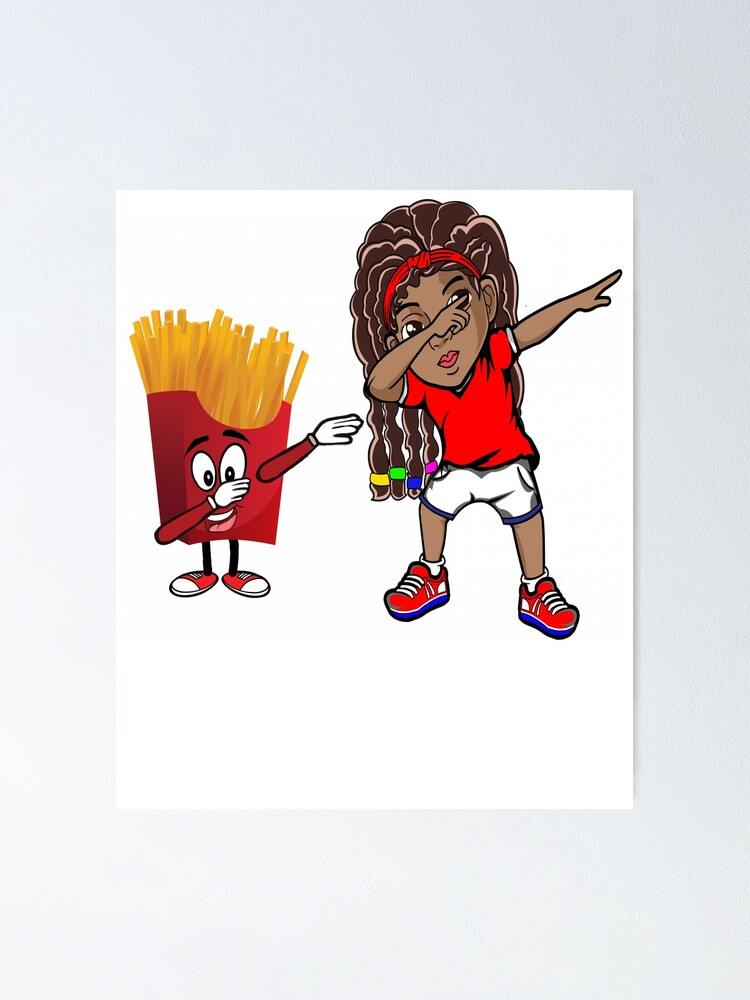 "Dabbing Girl Kid Princess Afro Black Dab French Fries African American ...