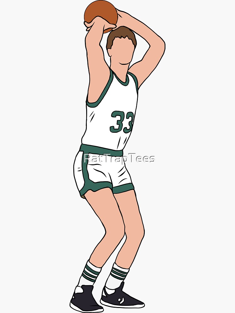 "Larry Bird Jumpshot" Sticker for Sale by RatTrapTees | Redbubble