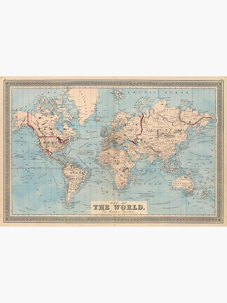 "Vintage Map of The World (1876)" Poster for Sale by BravuraMedia ...