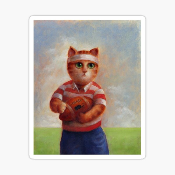 "Rugby Cat" Sticker for Sale by Mario-designs | Redbubble