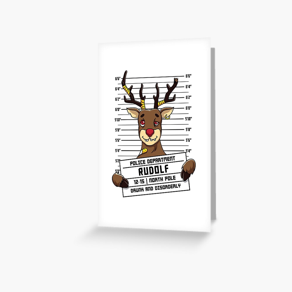 "Funny Rudolph's MugShot Drunk and Disorderly Xmas T-shirt" Greeting ...