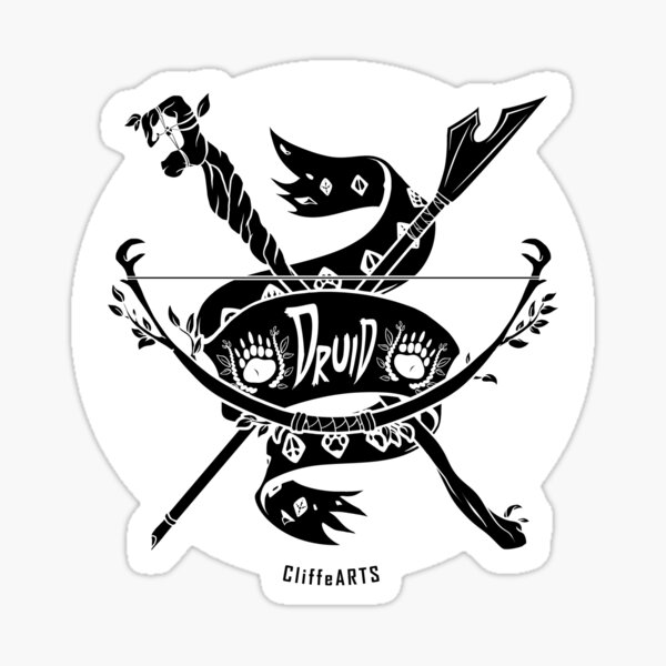 "Druid Class - White Design" Sticker for Sale by CliffeArts | Redbubble