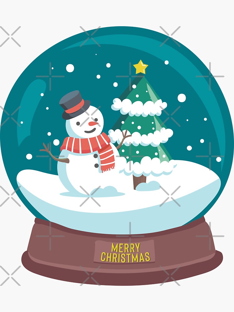 "Snowman Snow Globe Tshirt Christmas Snow globe Gift" Sticker for Sale ...