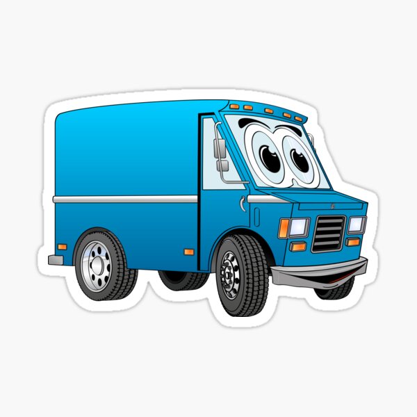 "Blue Mini Van Cartoon" Sticker by Graphxpro | Redbubble