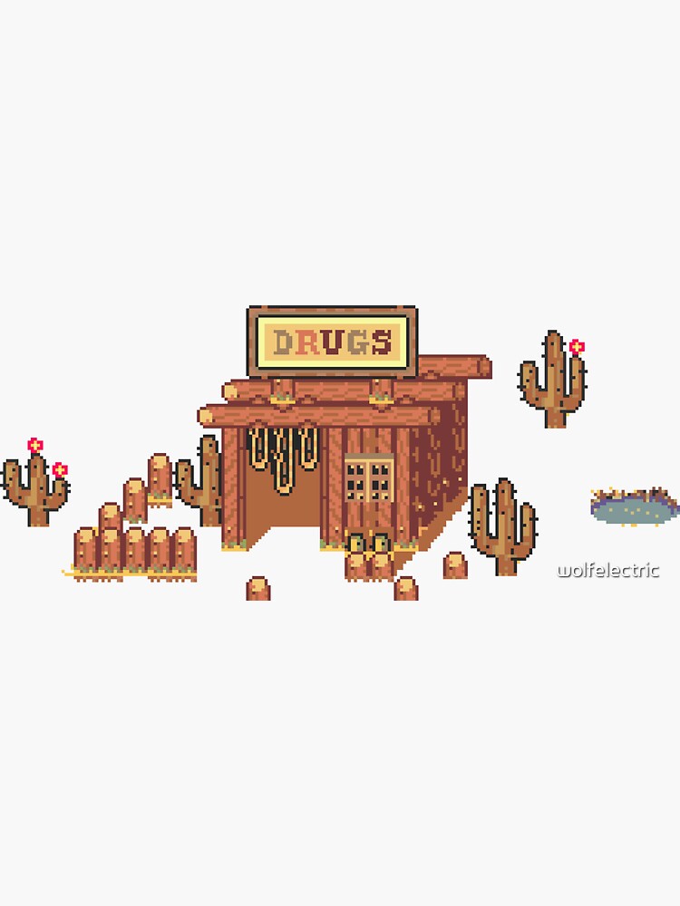 "Earthbound Mother 2 Dusty Dunes Desert Drugstore Drugs Sign" Sticker ...