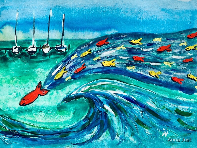"Jumping Red Fish " by Anna Just | Redbubble