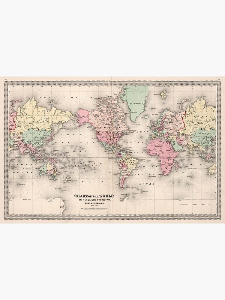"Vintage Map of The World (1874)" Poster for Sale by BravuraMedia ...