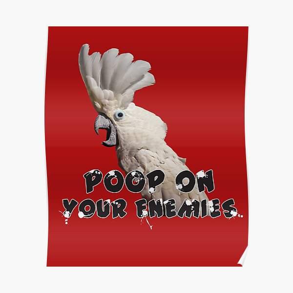 "Umbrella Cockatoo Parrot Poop on Enemies " Poster by einsteinparrot ...