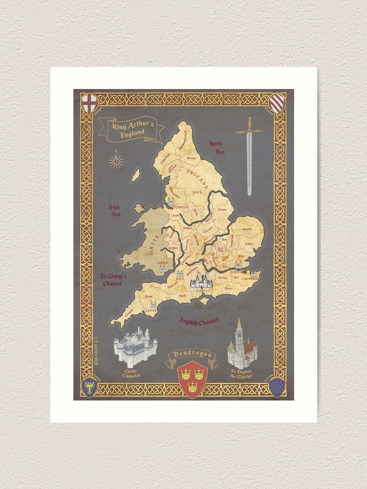 "British Isles Map Trio #1: King Arthur's England" Art Print by ...