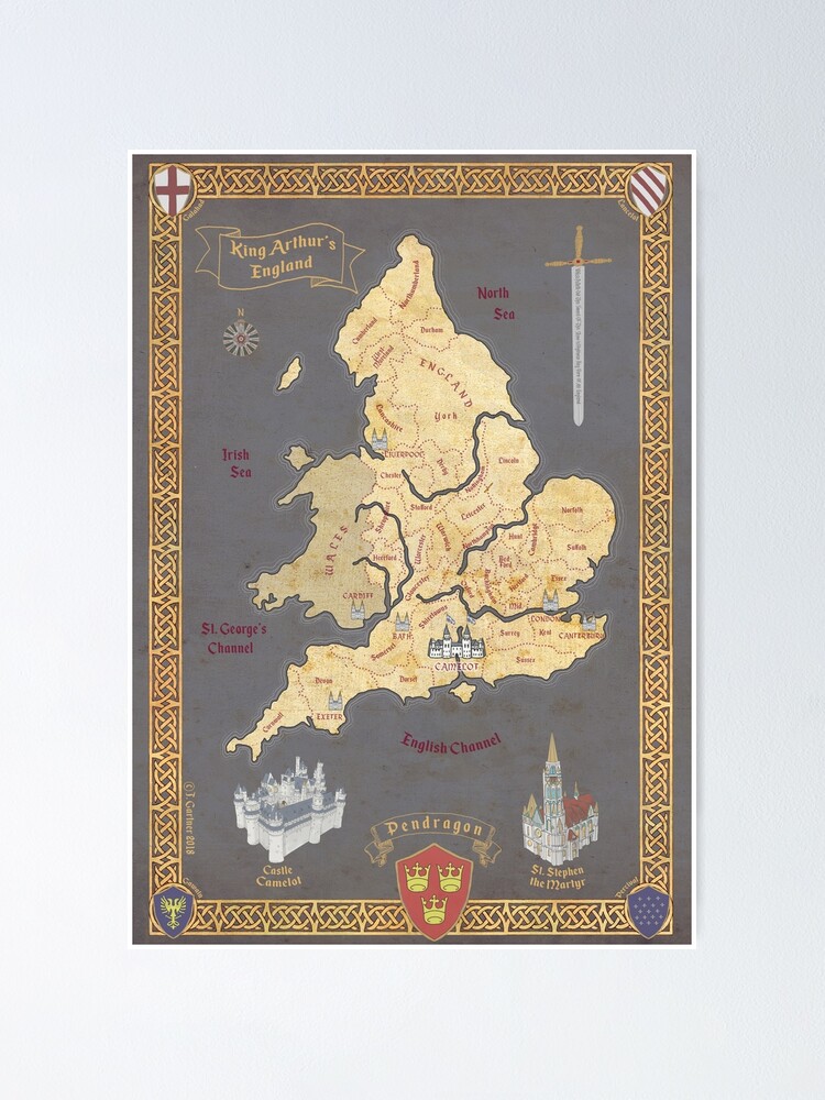 "British Isles Map Trio #1: King Arthur's England" Poster by ...