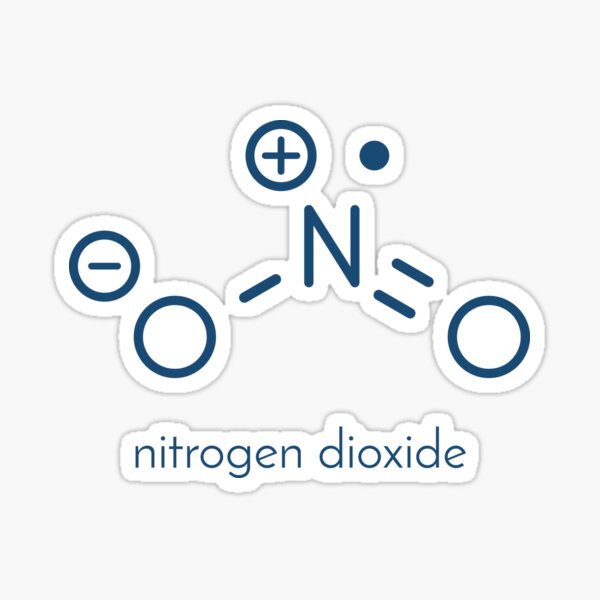 "Nitrogen dioxide (NO2) air pollution molecule. Free radical compound ...
