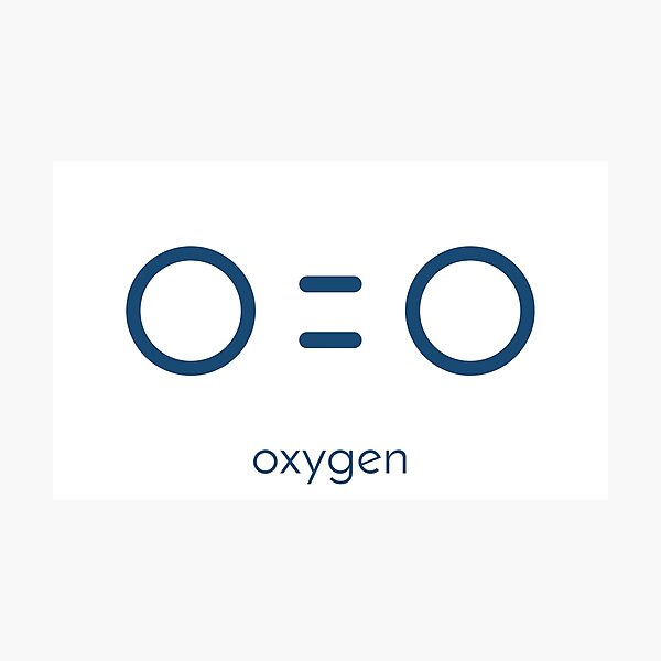 Lámina fotográfica «Molécula de oxígeno elemental (O2). Fórmula ...