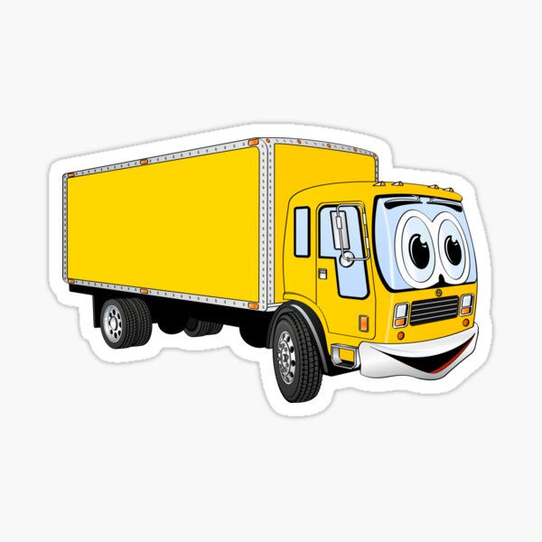 "Large Yellow Delivery Truck Cartoon" Sticker for Sale by Graphxpro ...