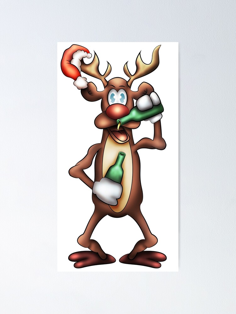 "Drunk reindeer" Poster by Melcu | Redbubble