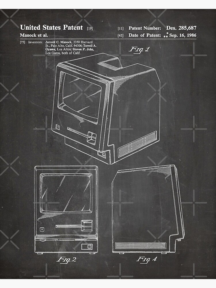 "Apple Macintosh Patent - Apple Art - Black Chalkboard" Poster by ...