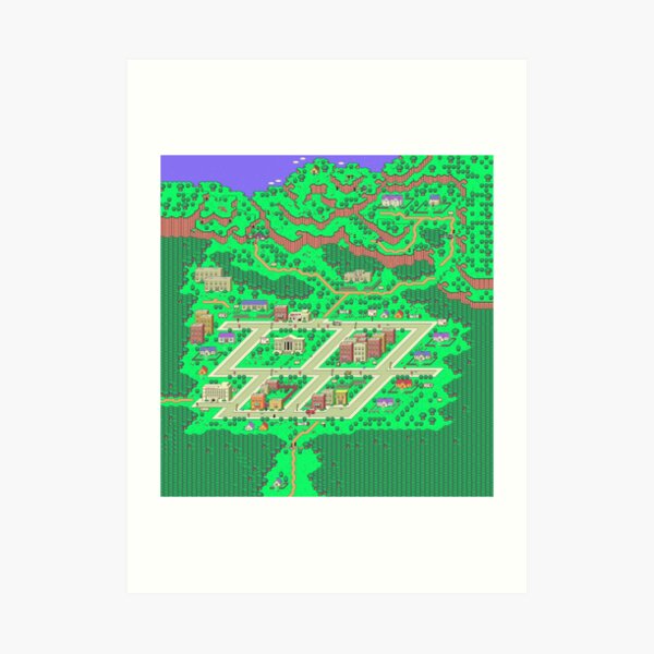"Earthbound Onett Map" Art Print for Sale by gin-nek-shop | Redbubble