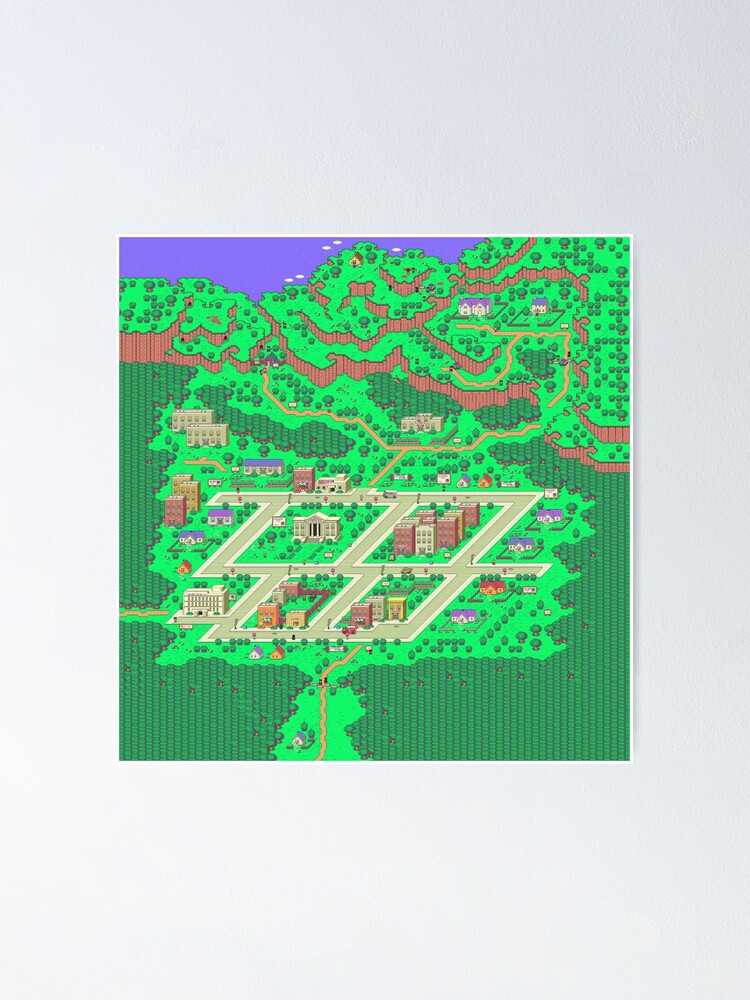 "Earthbound Onett Map" Poster for Sale by gin-nek-shop | Redbubble