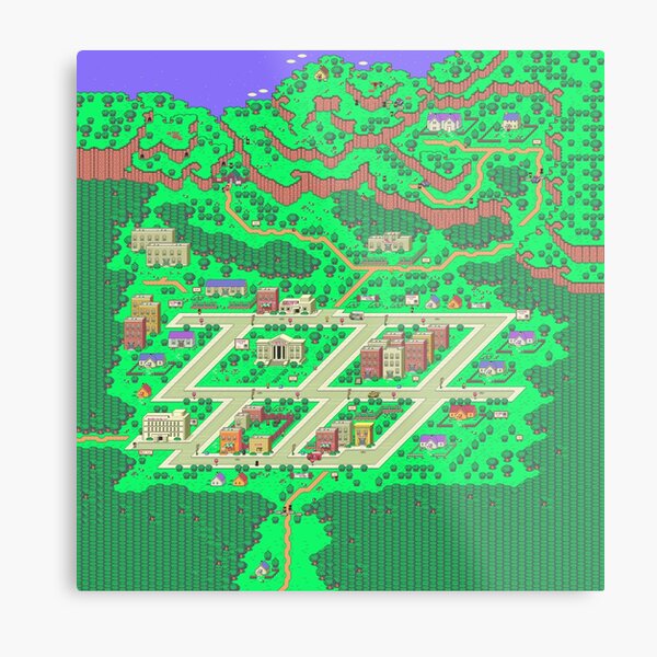 "Earthbound Onett Map" Metal Print for Sale by gin-nek-shop | Redbubble
