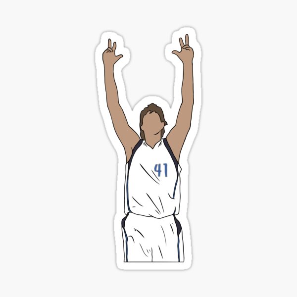"Dirk Nowitzki Three Pointer Celebration" Sticker for Sale by ...