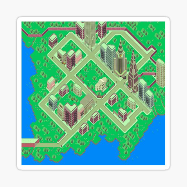 "Earthbound Fourside" Sticker by gin-nek-shop | Redbubble