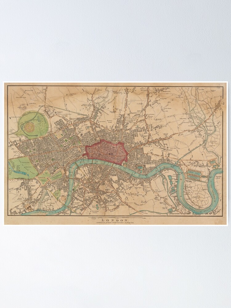 "Vintage Map of London England (1815)" Poster for Sale by BravuraMedia ...