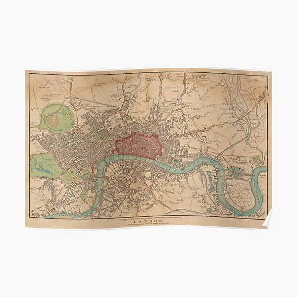 "Vintage Map of London England (1815)" Poster for Sale by BravuraMedia ...