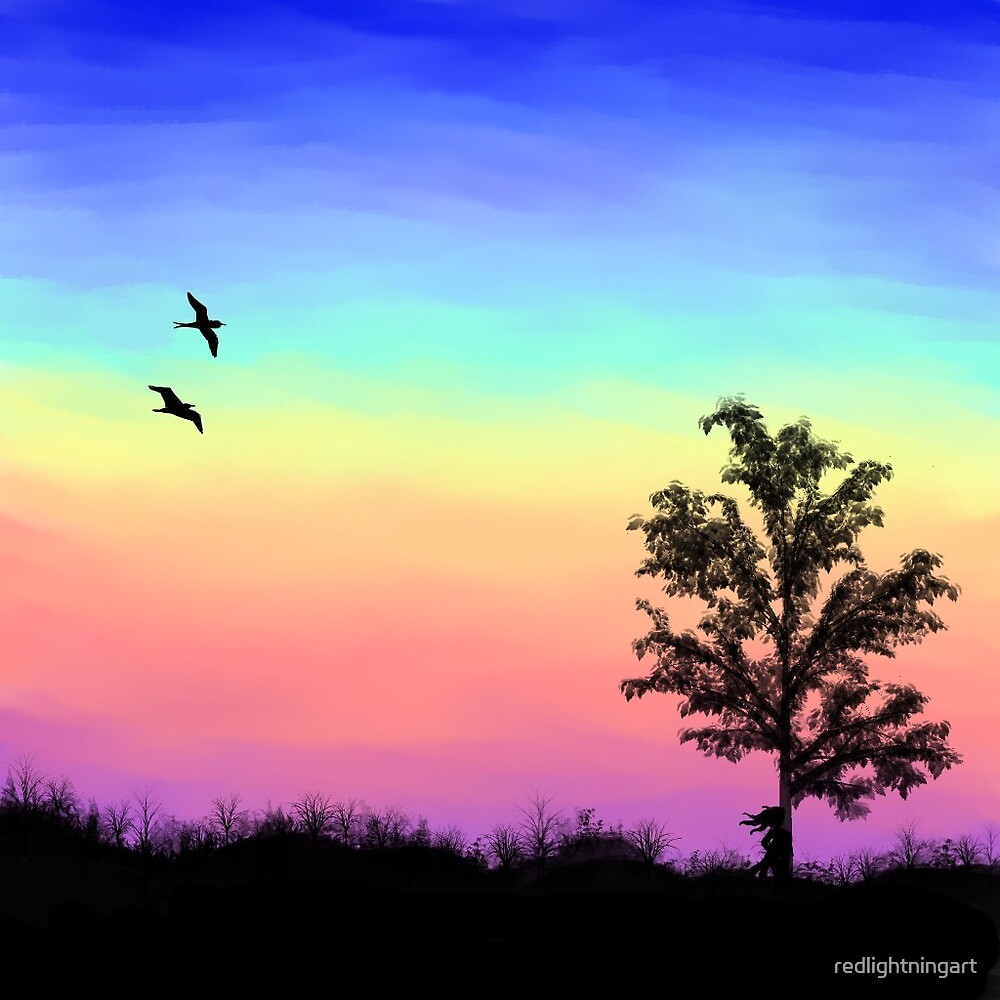 "rainbow sunset" by redlightningart | Redbubble