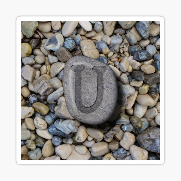 "Initial U on a rock with pebbles " Sticker for Sale by anunusualwoman ...