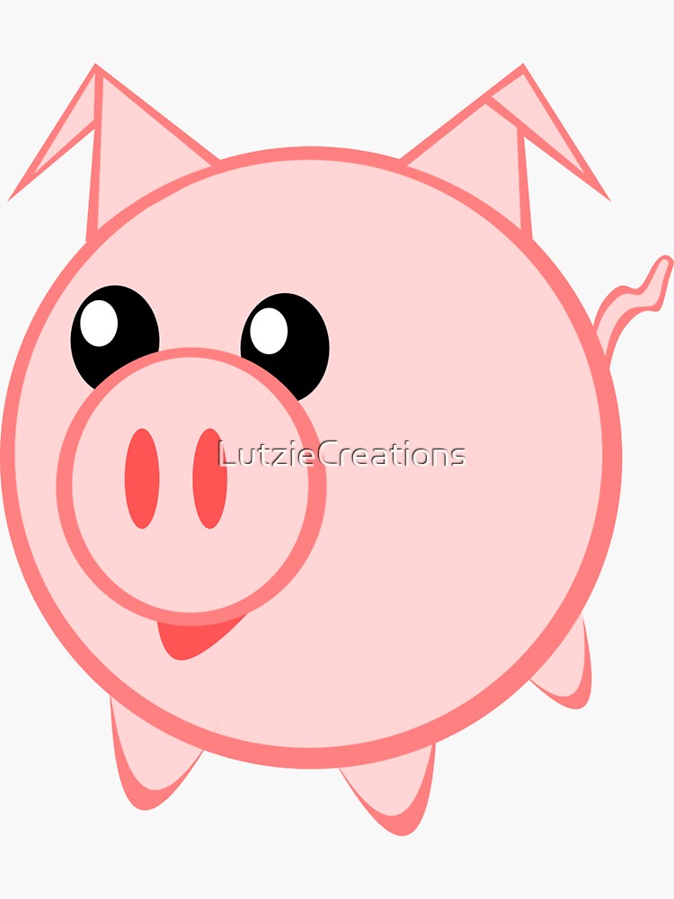 "Cute Round Pig" Sticker for Sale by LutzieCreations | Redbubble