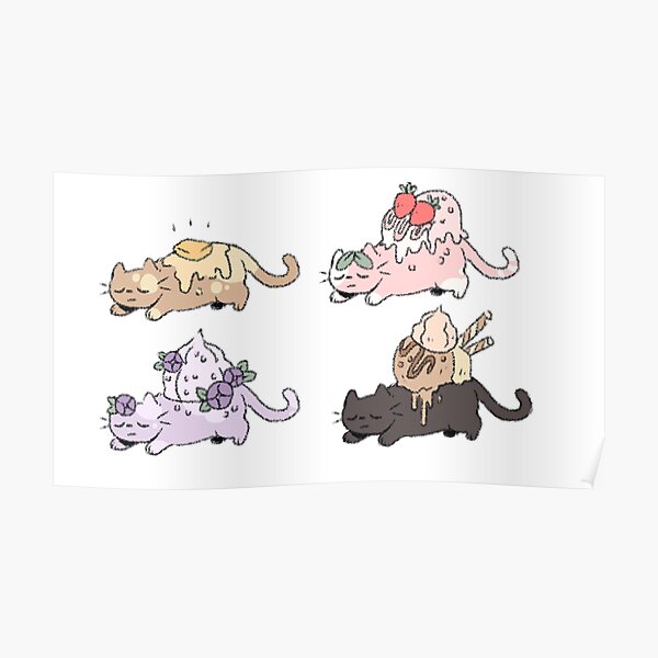 "Pudding cats" Poster by peachy-doodle | Redbubble