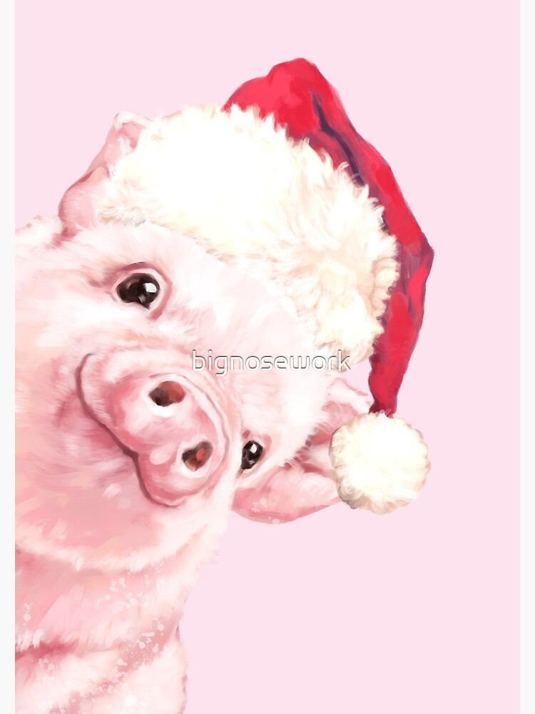 "Sneaky Santa Baby Pig in Pink" Postcard for Sale by bignosework ...