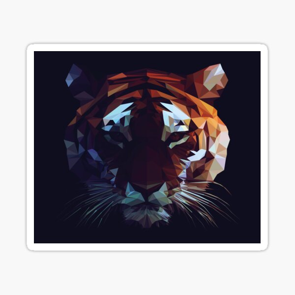 "Polygonal tiger face" Sticker for Sale by leen12 | Redbubble