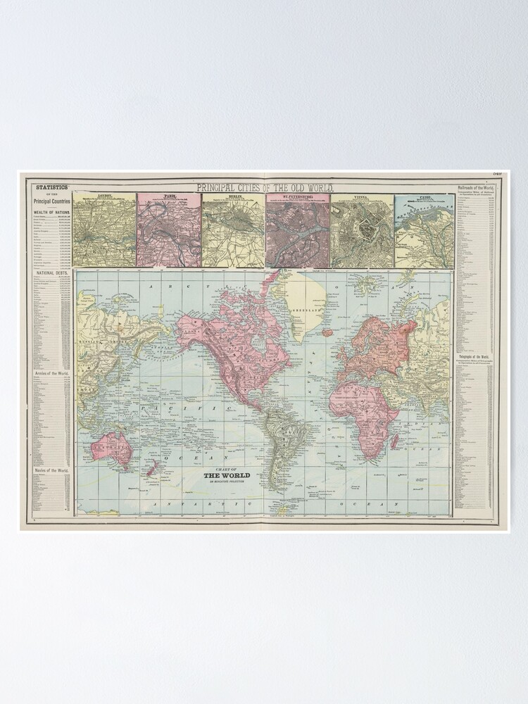 "Vintage Map of The World (1901)" Poster by BravuraMedia | Redbubble